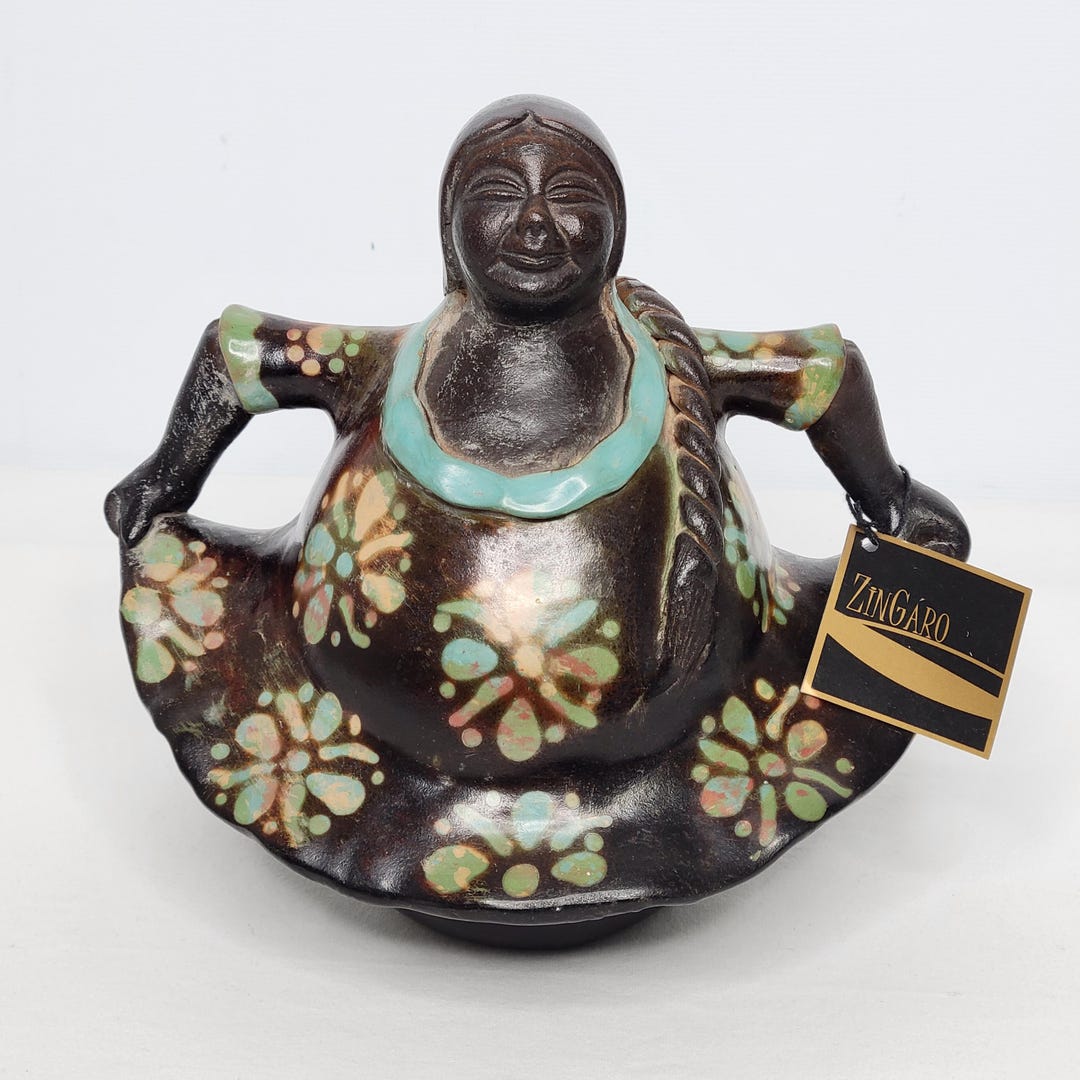 Vintage Peruvian Chulucanas Folk Art Pottery Woman Sculpture 7” Tall ...