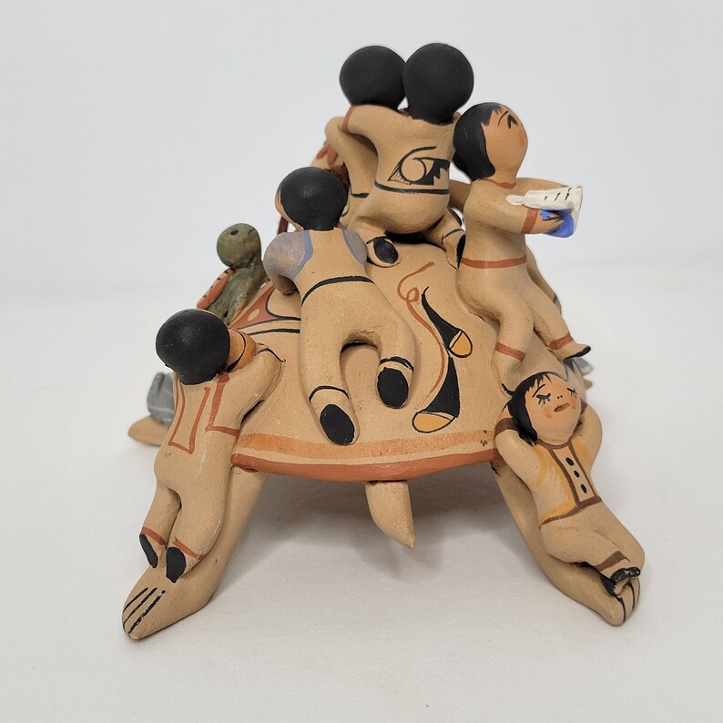 Vintage Mary Lucero Pottery Turtle Storyteller Figurine Signed 6" X 6 ...