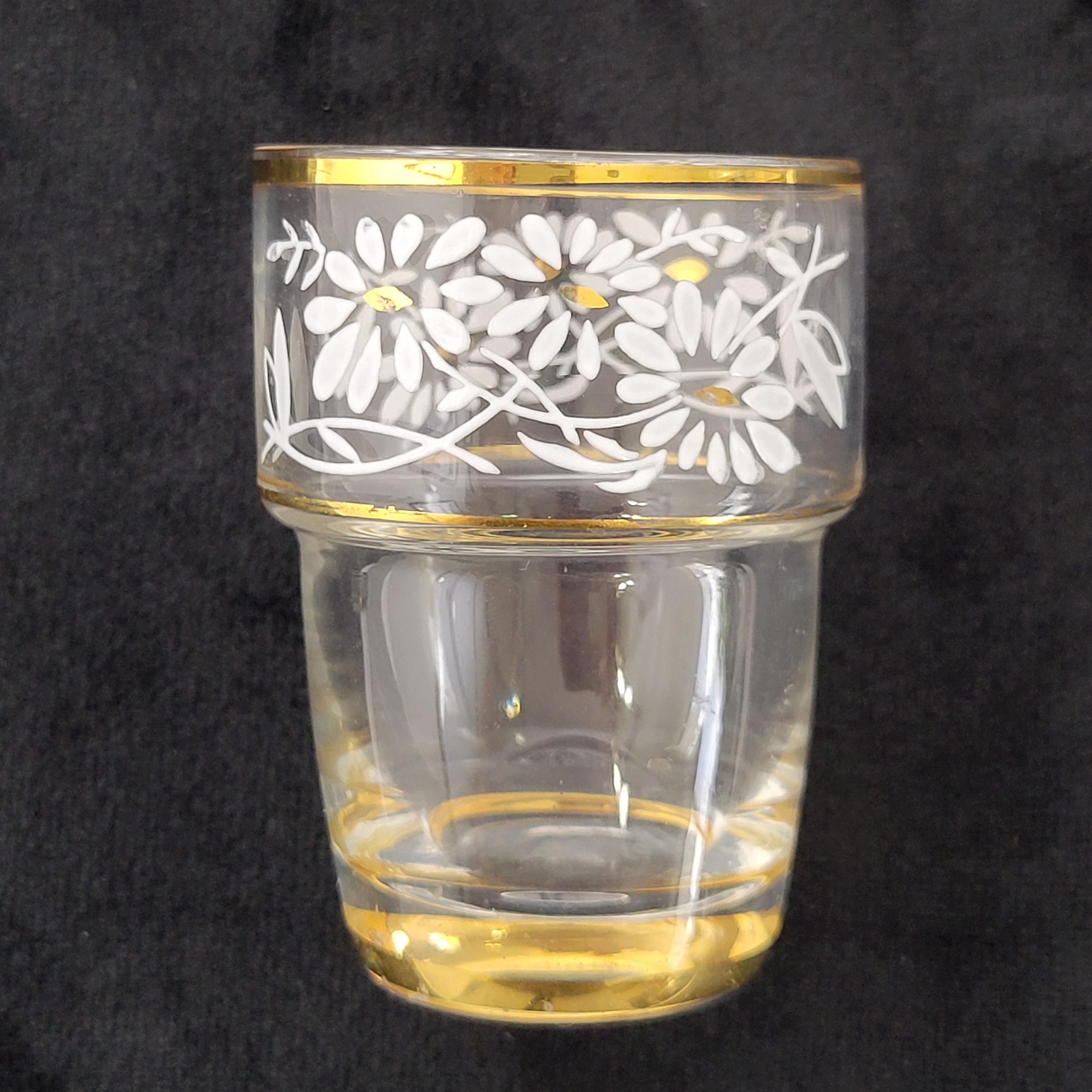 Set of 7 Vintage White Daisy Floral Gold Trim Stackable Shot Glasses - Etsy