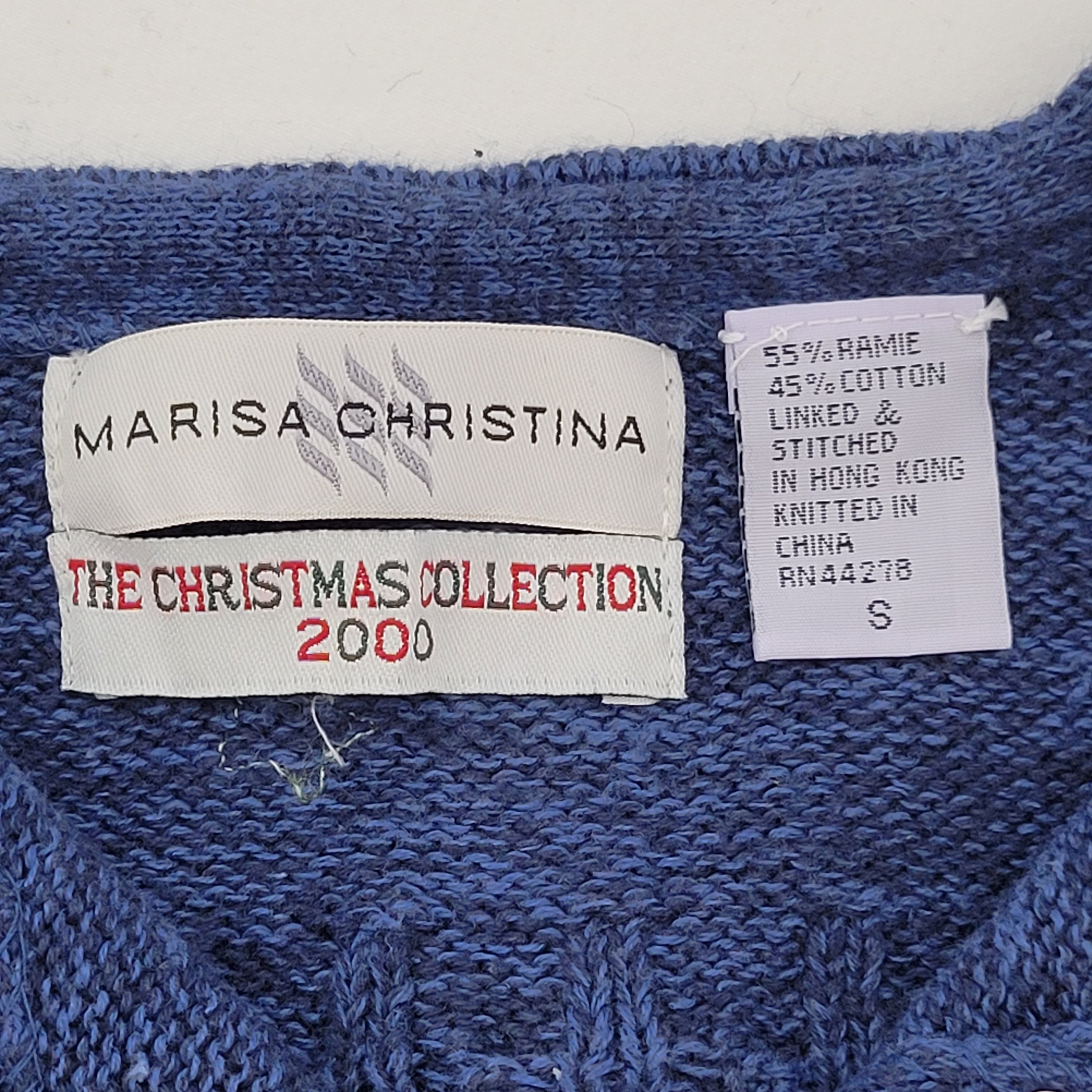Vintage Marisa Christina Womens Blue Knitted Cardigan Christmas Tree ...