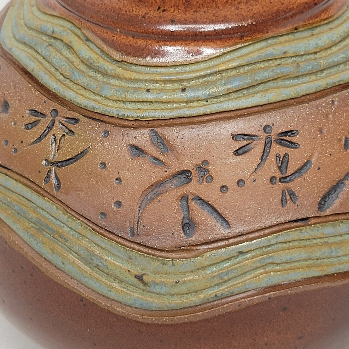 Vintage Dragonfly Art Pottery Pot Vase Signed Gayle John/ John Gayle ...