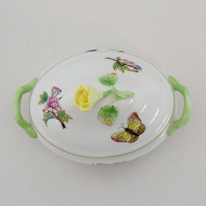 Vintage Herend Queen Victoria Mini Tureen With Yellow Rose Lid Finial ...