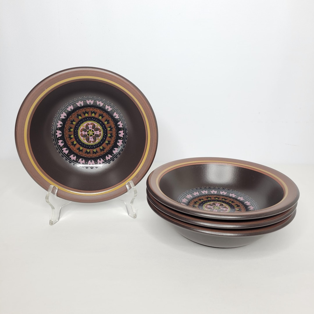 Set of 4 Vintage Mikasa Majorca Marrakech Ceramic Brown Pink Soup ...