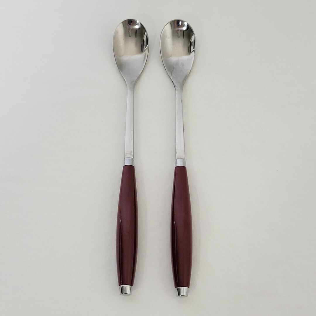 Pair of Fiesta Crimson Handled Stainless 8 3/4" Iced Tea Spoons ...
