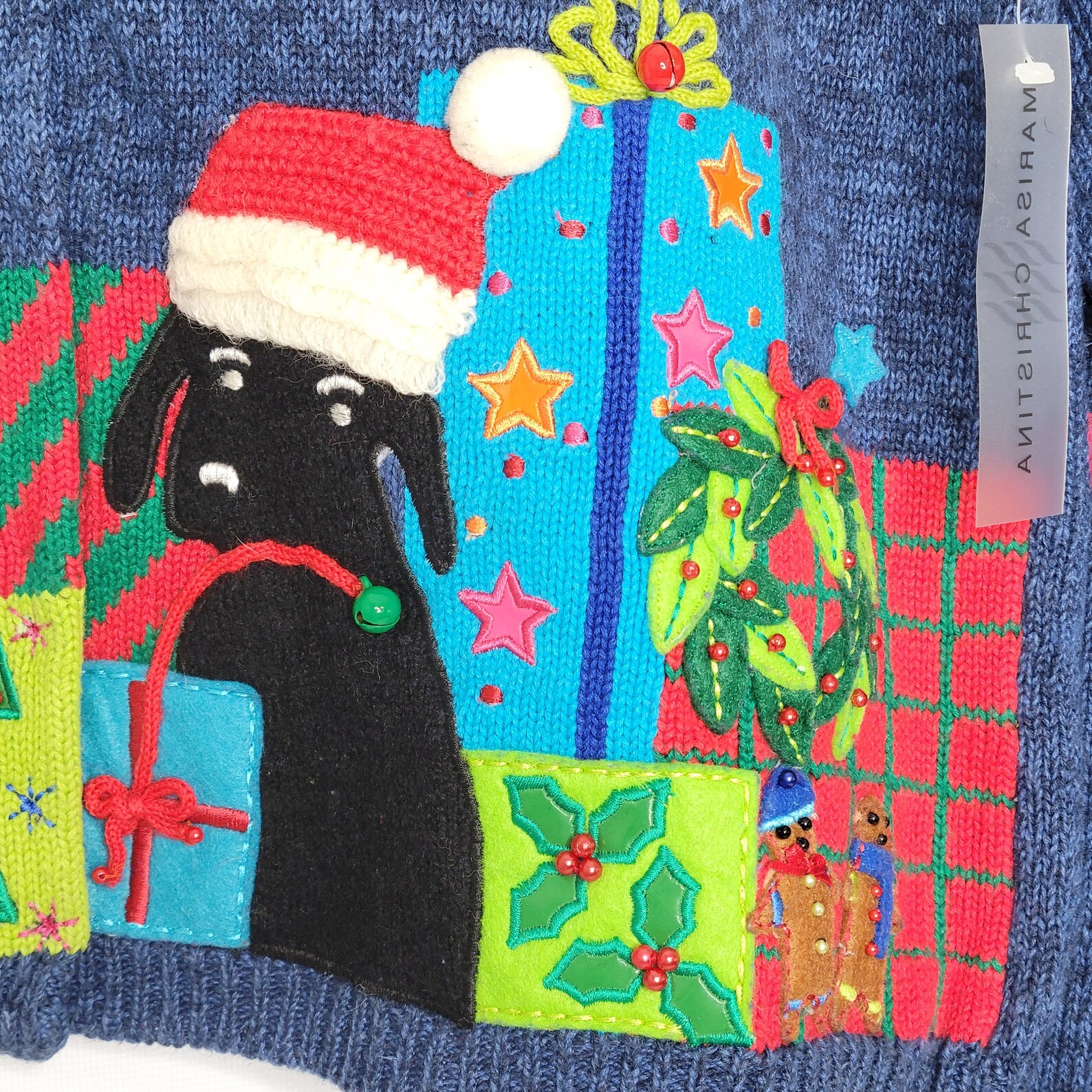 Vintage Marisa Christina Womens Blue Knitted Cardigan Christmas Tree ...