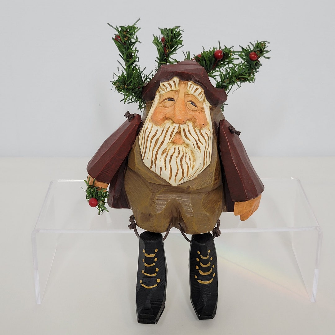 David Frykman Red Resin Santa With Garland Shelf Sitter Figurine 7.5" H ...