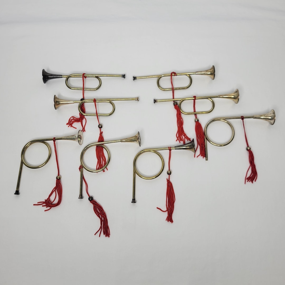 Lot of 8 Vintage Brass French Horns Trumpets Christmas Holiday Decor ...