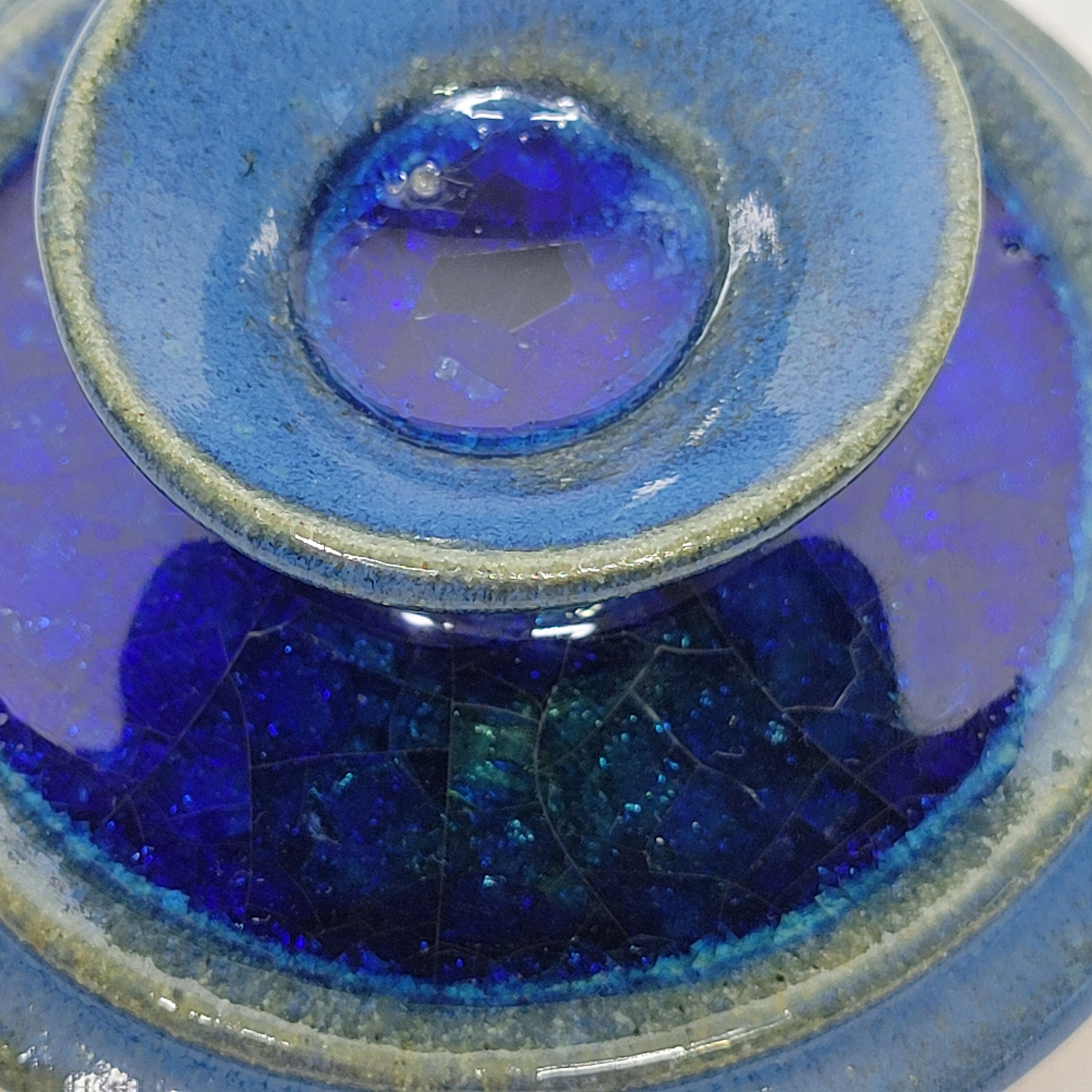 Signed Jim Clark Blue Art Pottery Hexagonal Teapot With Blue ...