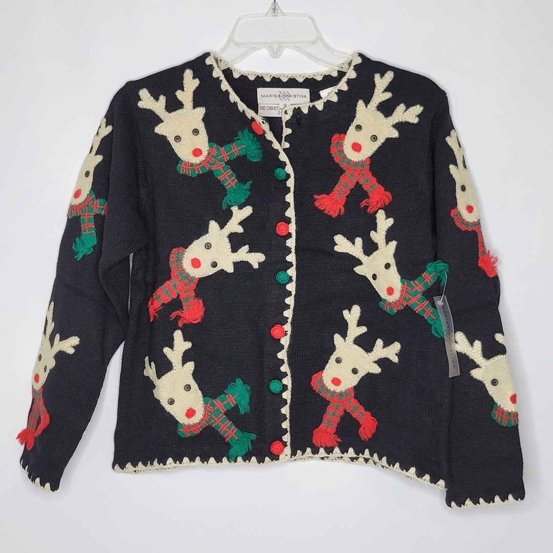 Vintage Marisa Christina Womens Christmas Reindeer Black - Etsy