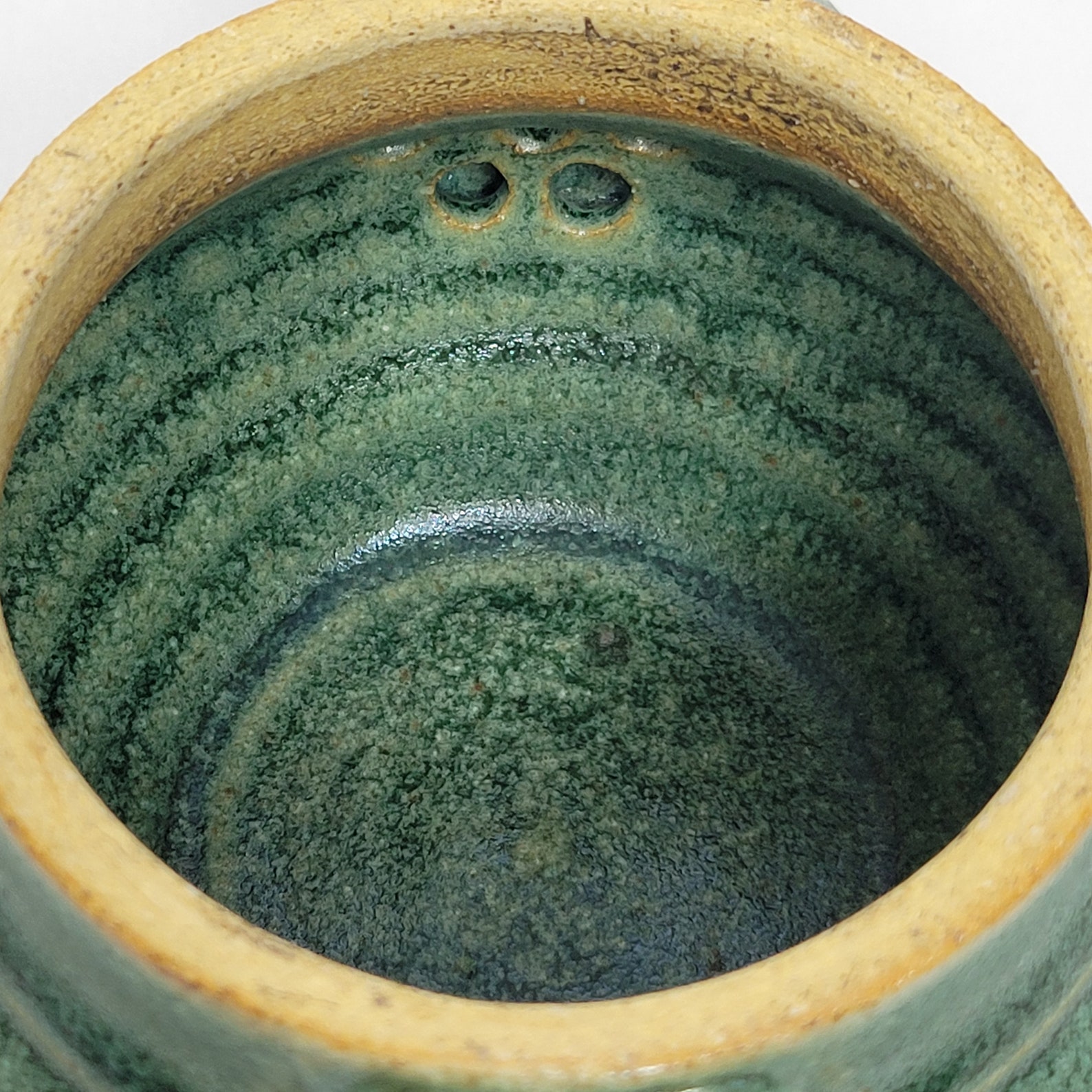 Signed Jim Clark Art Pottery Green Teapot Tea Pot With Green Crystaline ...