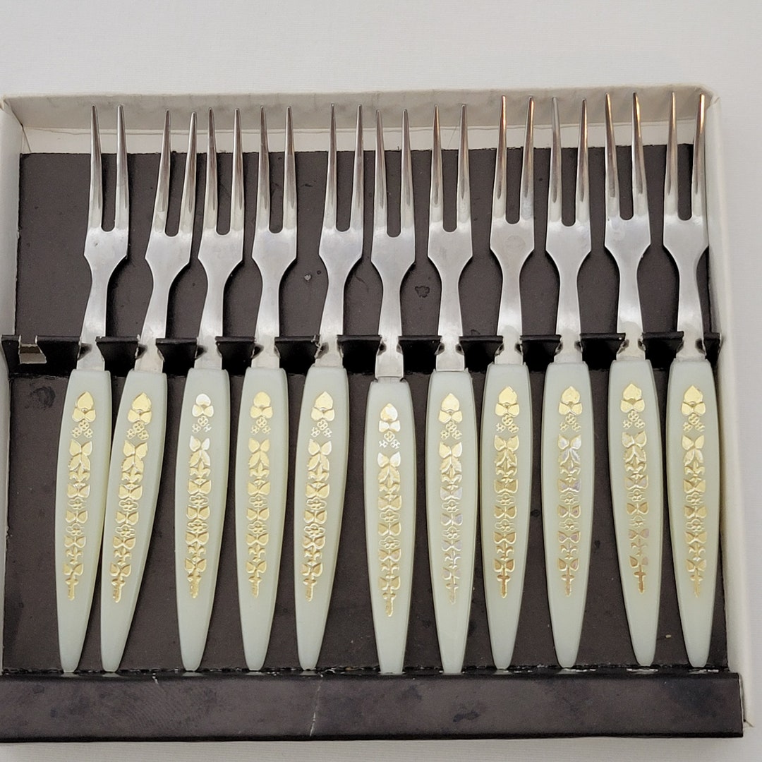 Set of 11 Vintage Plastic Handle Stainless Mini Cocktail Appetizer ...