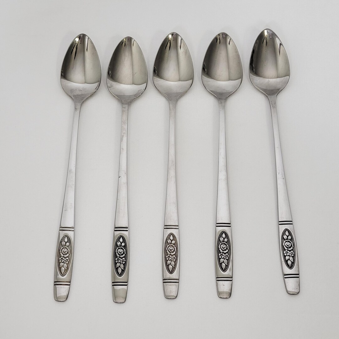 Set of 5 Oneida Distinction Deluxe Rose Pendant 7 5/8 Stainless Iced ...