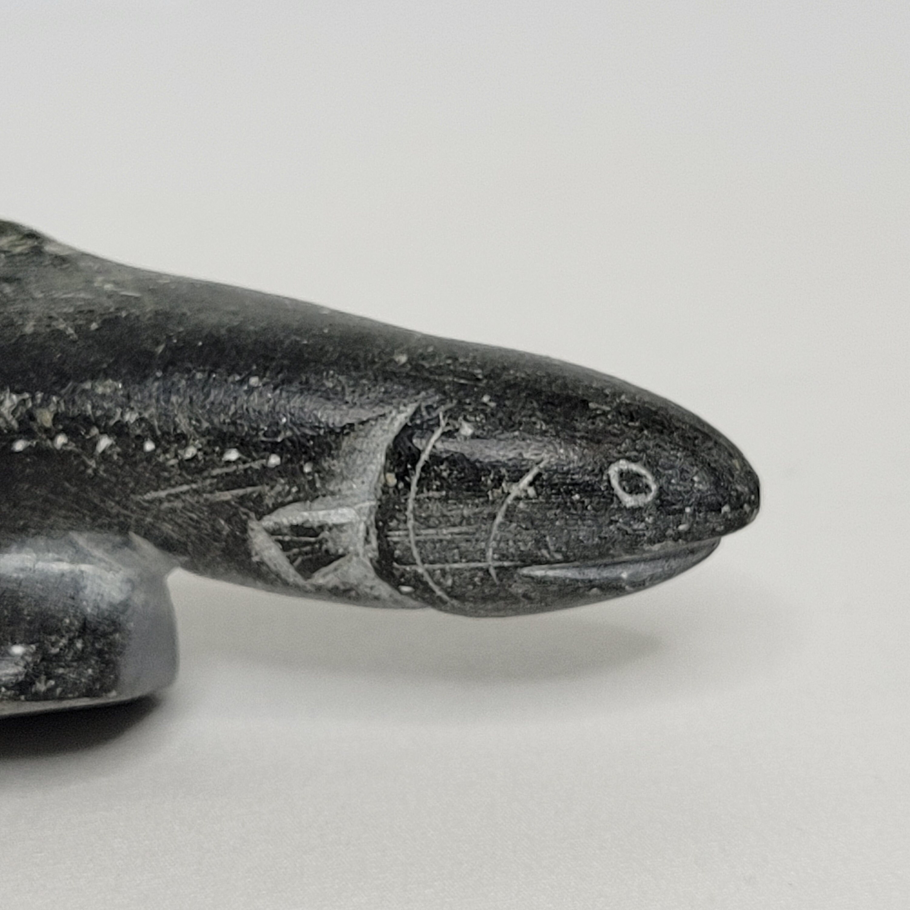 Vintage Josie Papialuk Puppy Inuit Eskimo Soapstone Fish Salmon Carving ...
