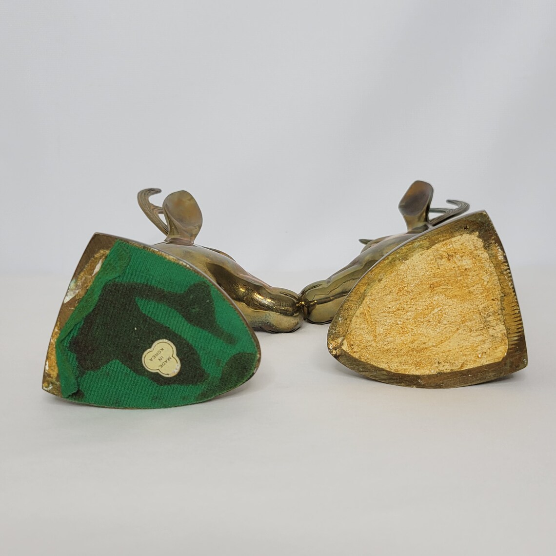 Vintage Pair of Solid Brass Deer Stag Head Bookends Handcrafted Korea ...