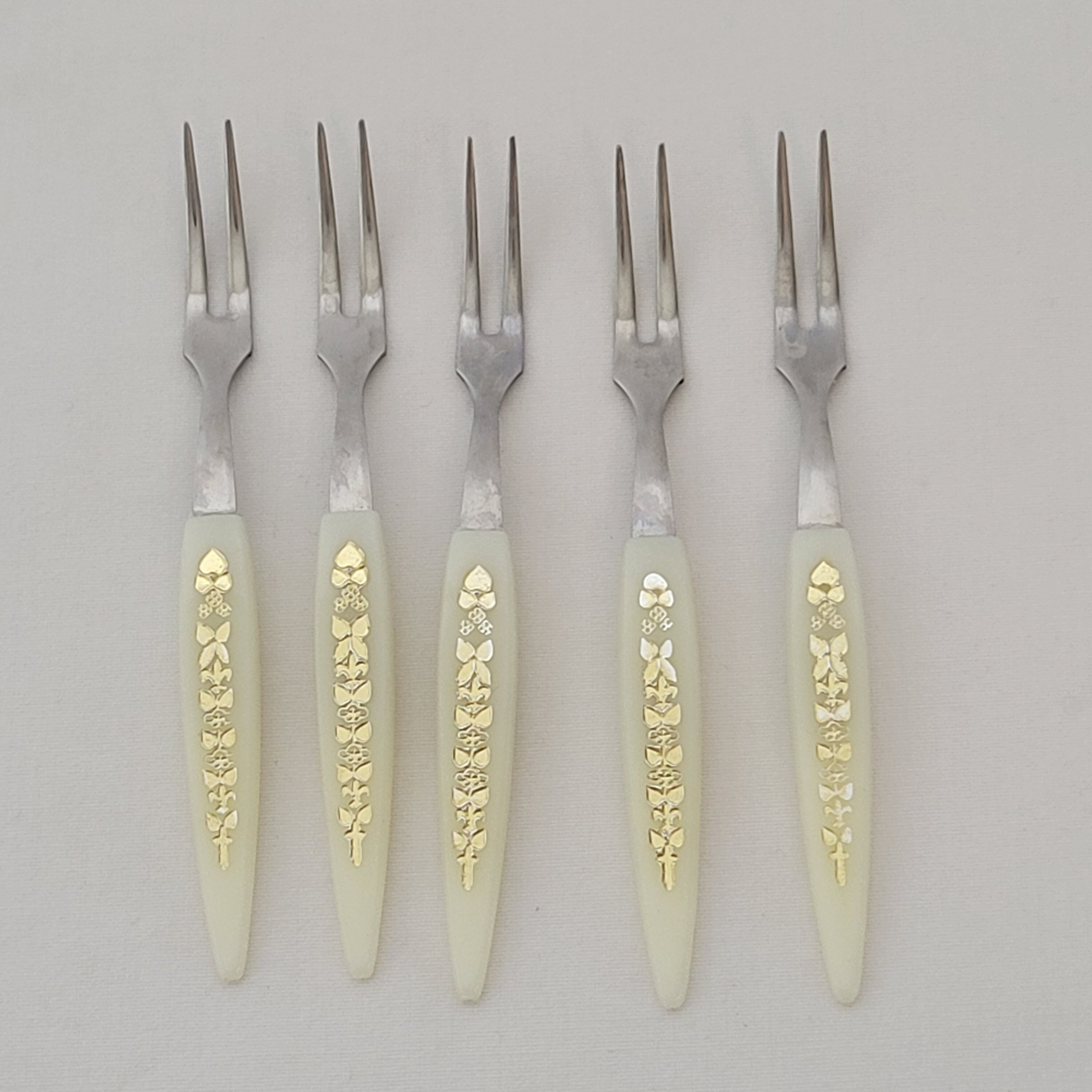 Set of 11 Vintage Plastic Handle Stainless Mini Cocktail Appetizer ...