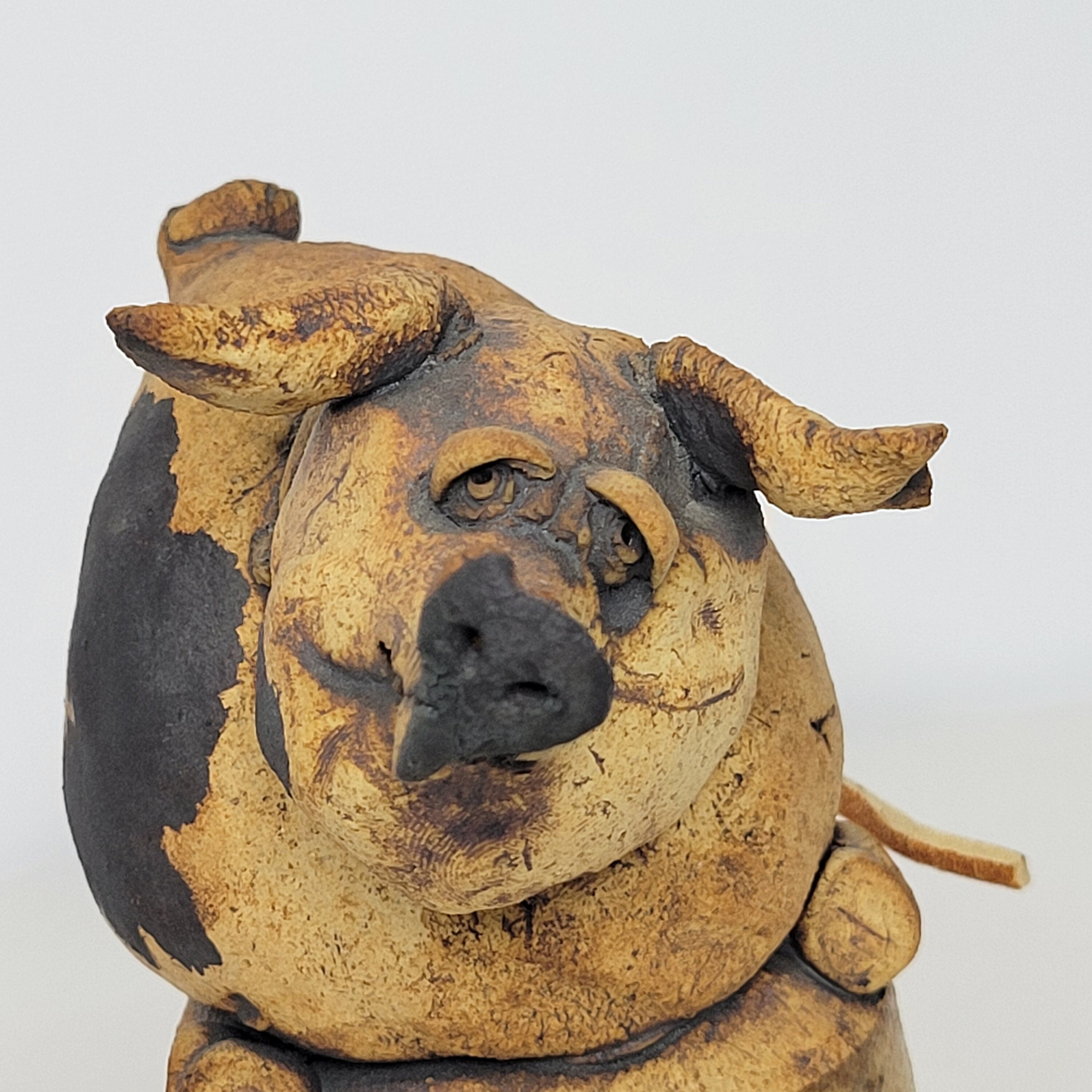 Vintage Signed Todd Warner 6" Tall Art Pottery Pig Bell Sculpture ...