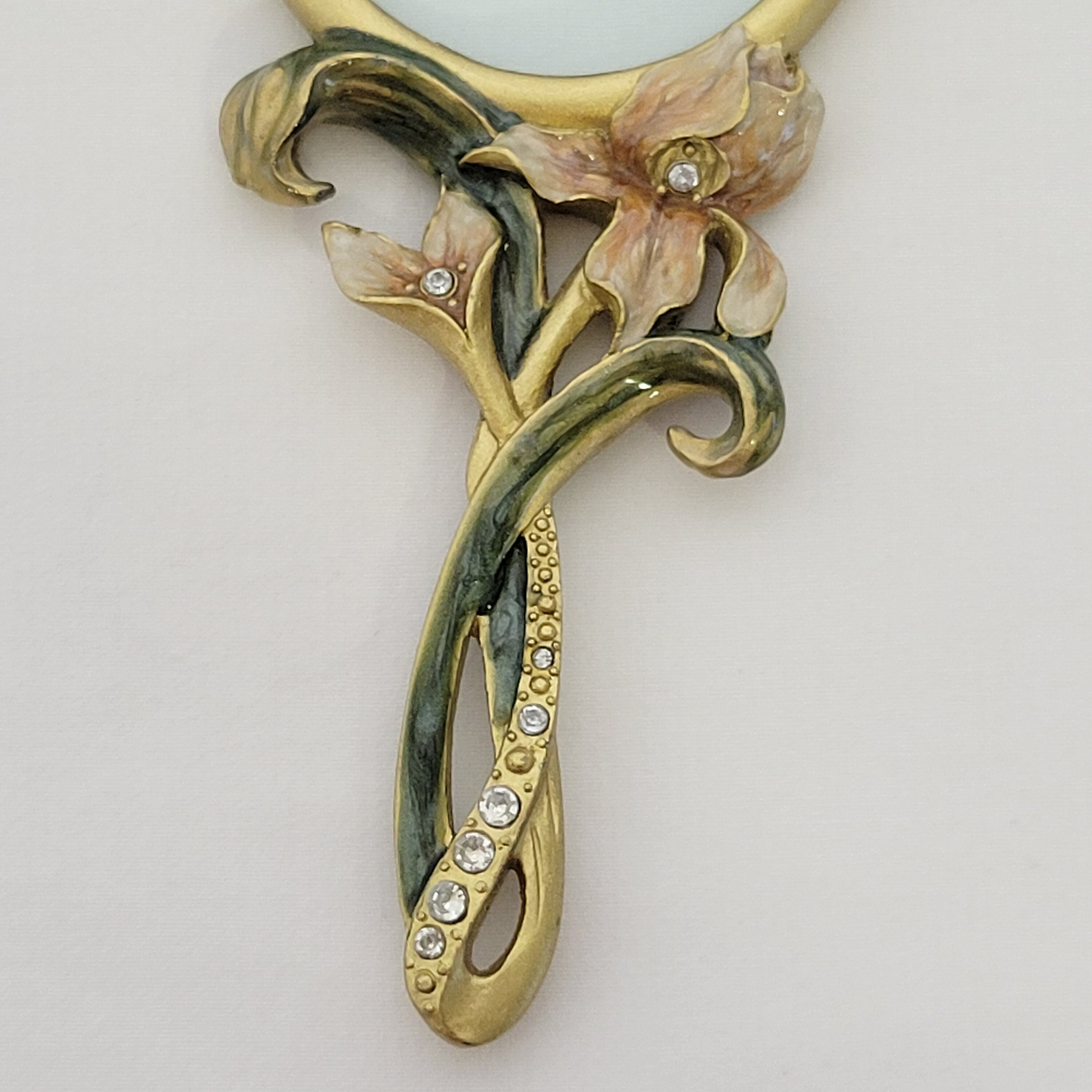 Enamel Floral Jeweled Brass Magnifying Glass With Matching Picture ...