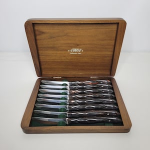 Set of 8 Vintage Cutco 1758 Brown Orange Marbled Handled Steak Knives Etsy