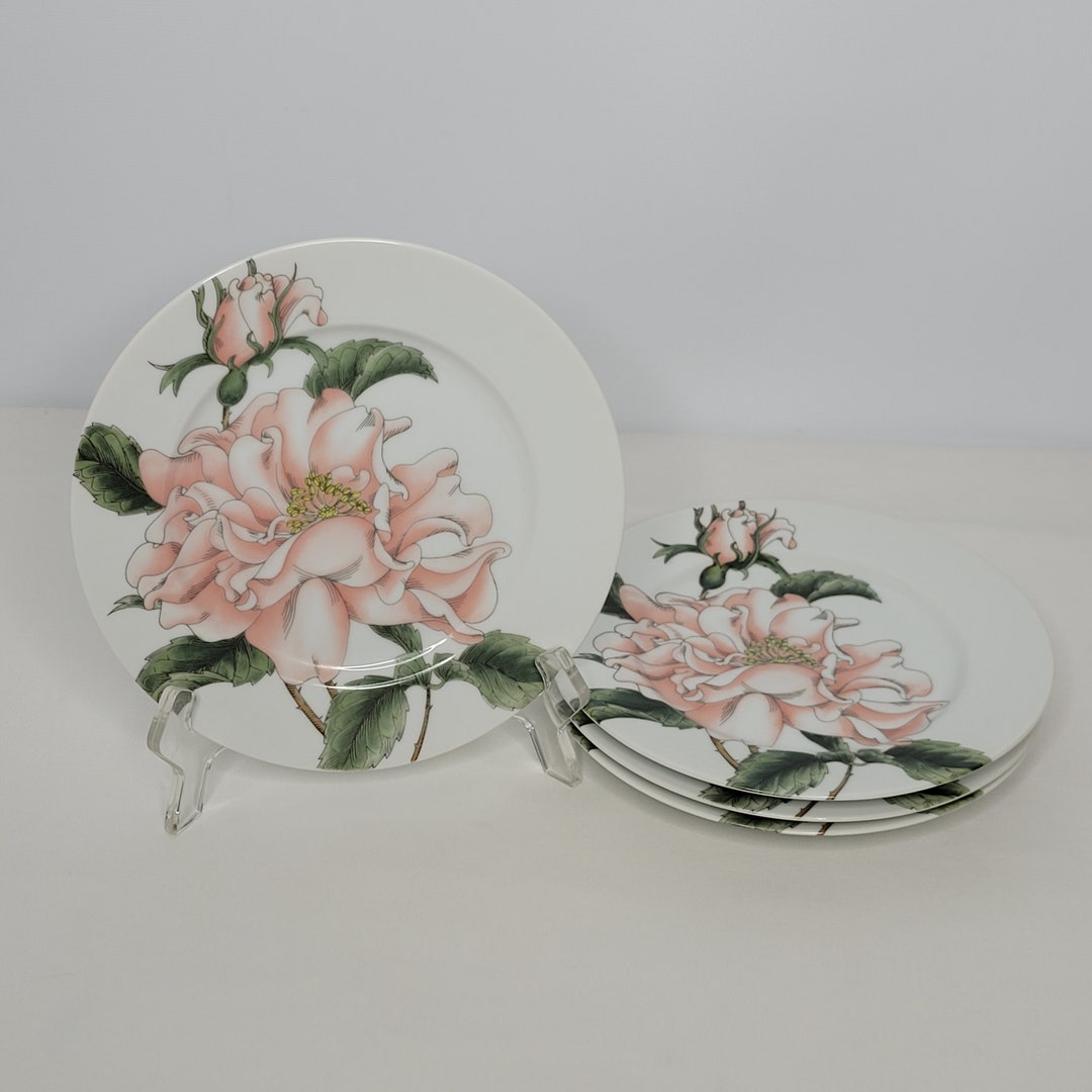 Set of 4 Vintage Fitz and Floyd Summer Rose Salad Lunch Plates Dishes 7 ...