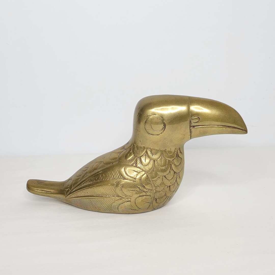 Vintage Large Brass Etched Toucan Tropical Bird Figure Sculpture - Etsy