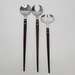 3 Piece Vintage MCM Nevco Salad Serving Set Spoons Stainless Wood ...