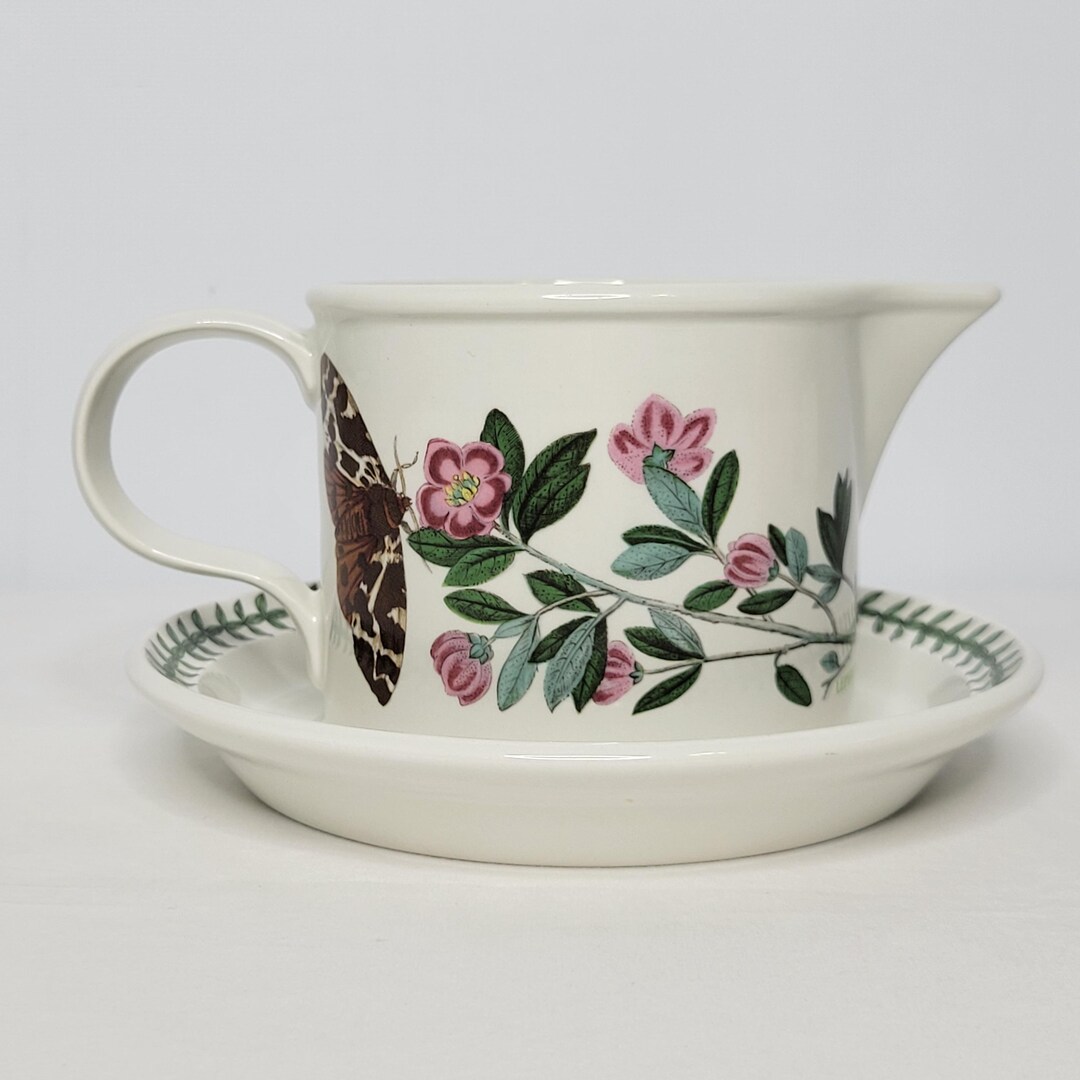 Portmeirion Botanic Garden Lepidotum 3.5" Drum Gravy Boat With Saucer ...