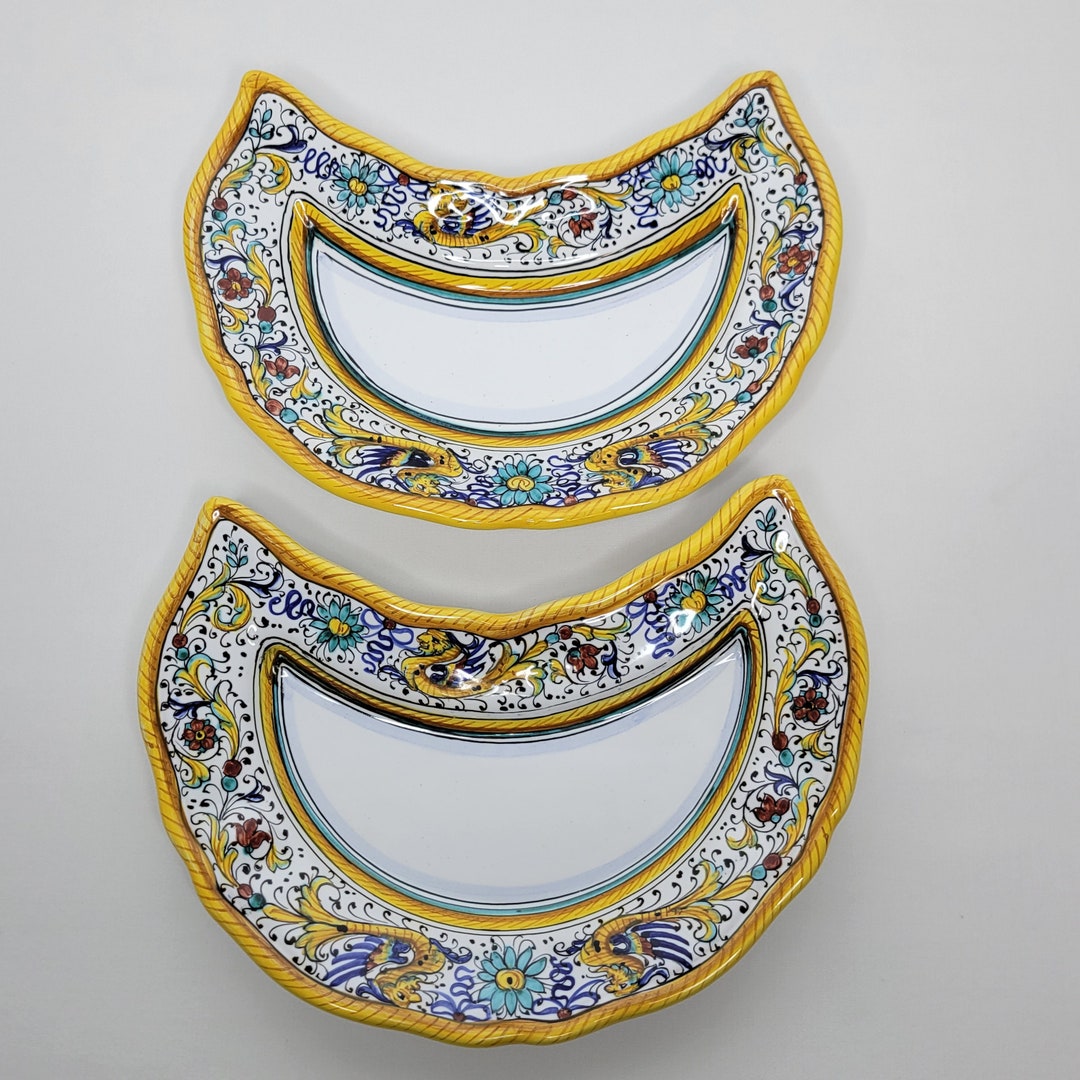 Pair of Vintage Deruta Italy Pottery Ceramic Raffaellesco Kidney Plates ...
