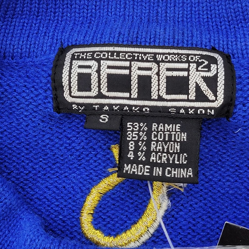 Vintage Berek by Takako Sakon Womens Small Blue Equine Horse Cardigan ...