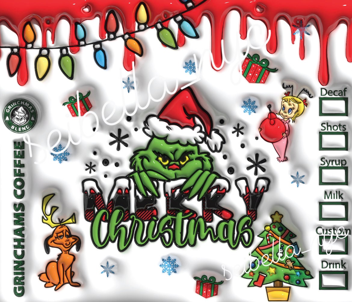 Grinchmas Coffee Grinch 3d Sublimation Inflated Tumbler Design Png File ...