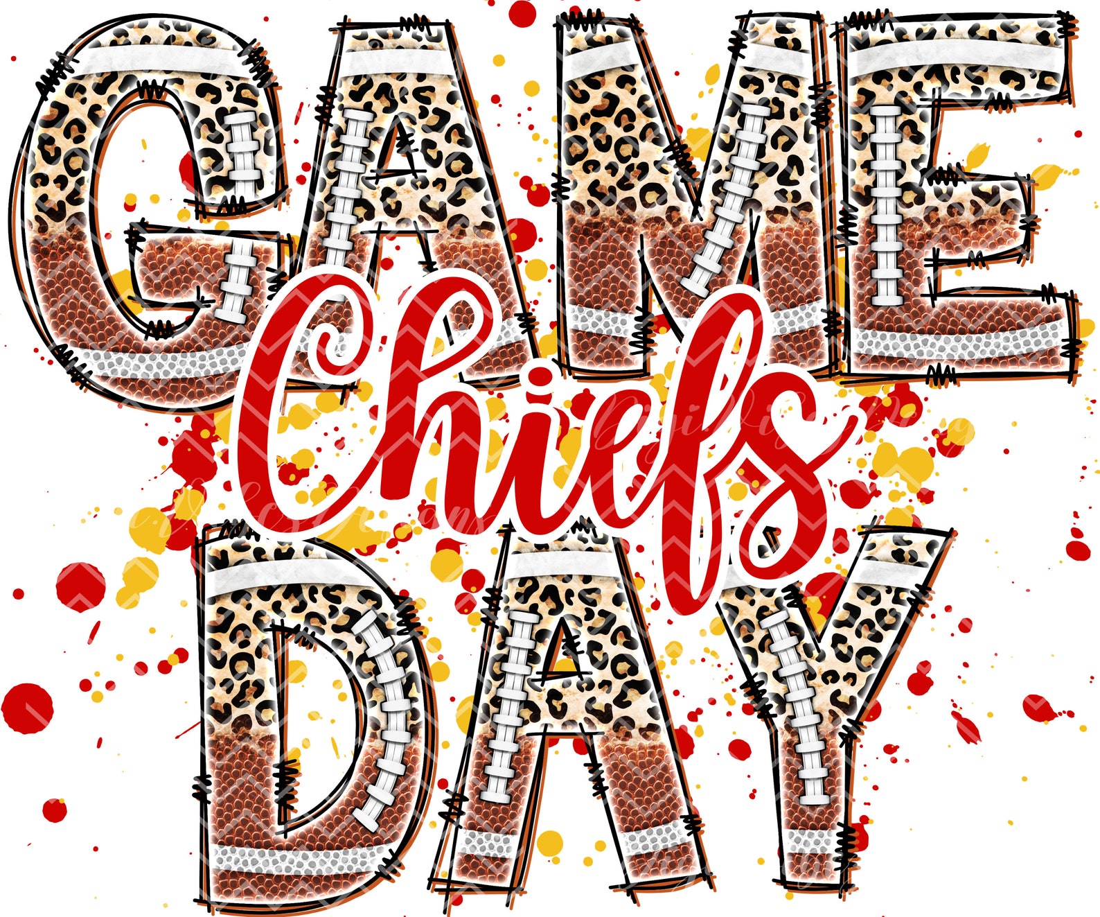 Leopard Football Game Day Chiefs Splatter PNG Instant Digital Download ...
