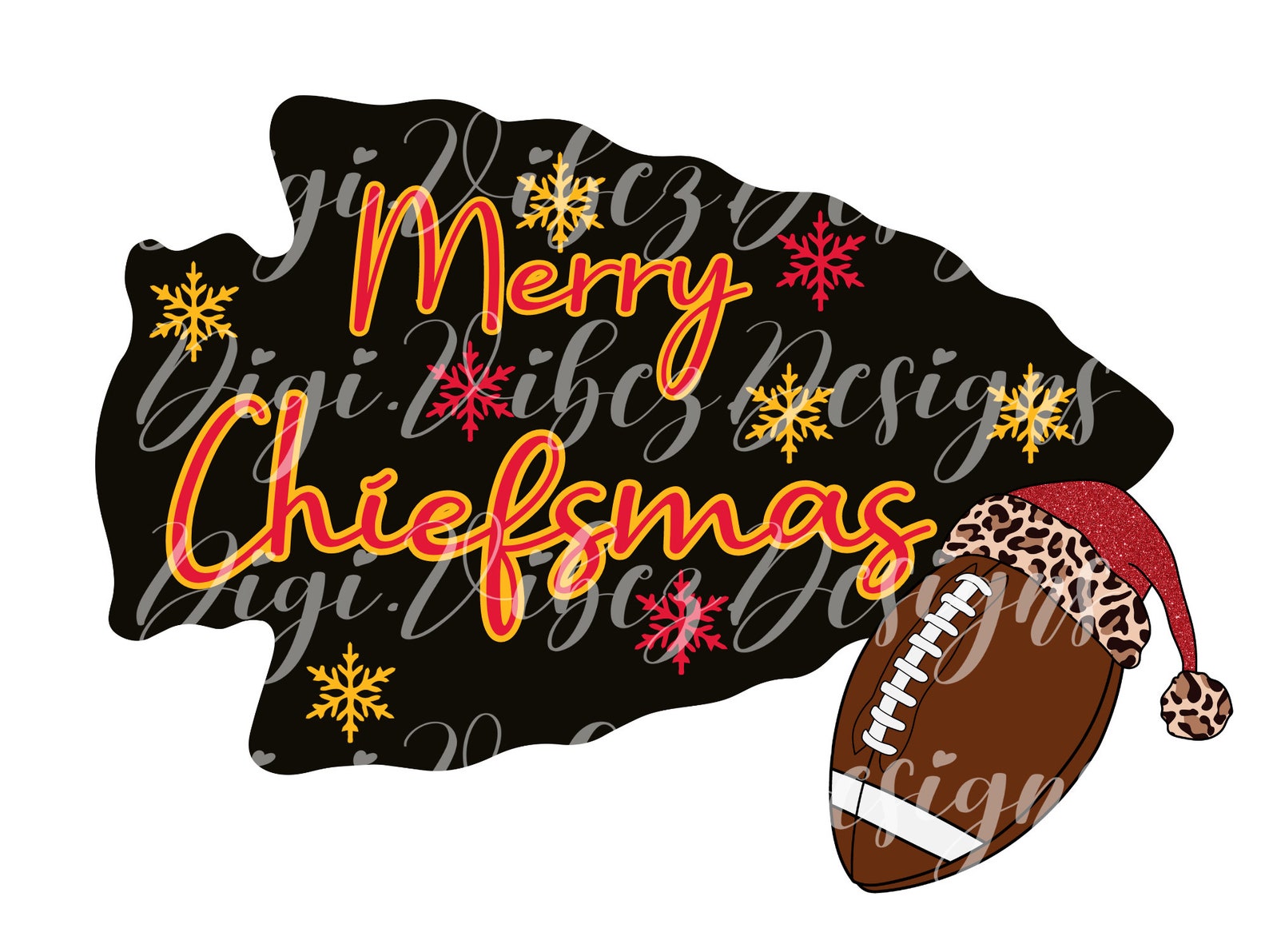 Merry Chiefsmas Christmas Football Leopard Santa Hat Arrow & Snowflakes ...