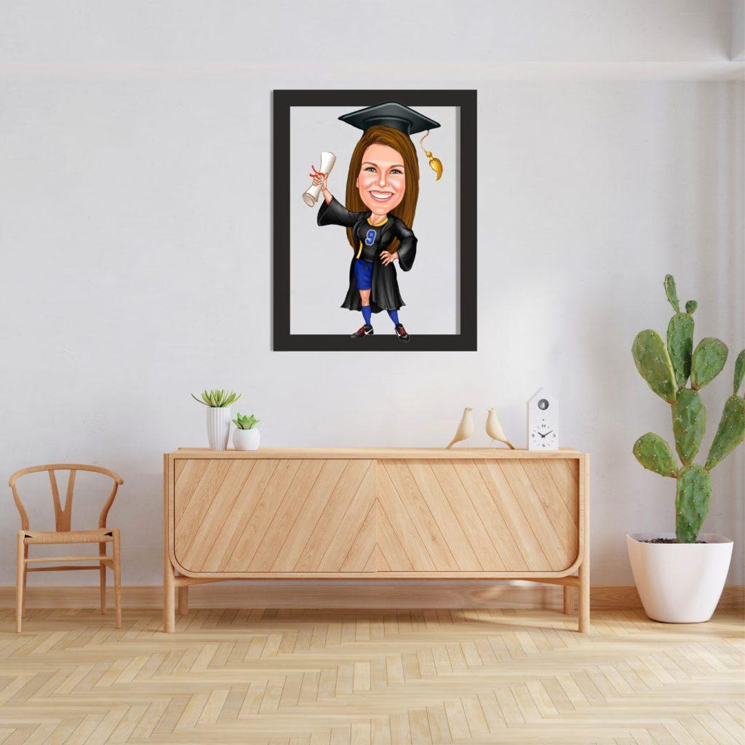 Cartoon Graduate Wall Art, Personalized 3D Wooden Custom Cartoon ...
