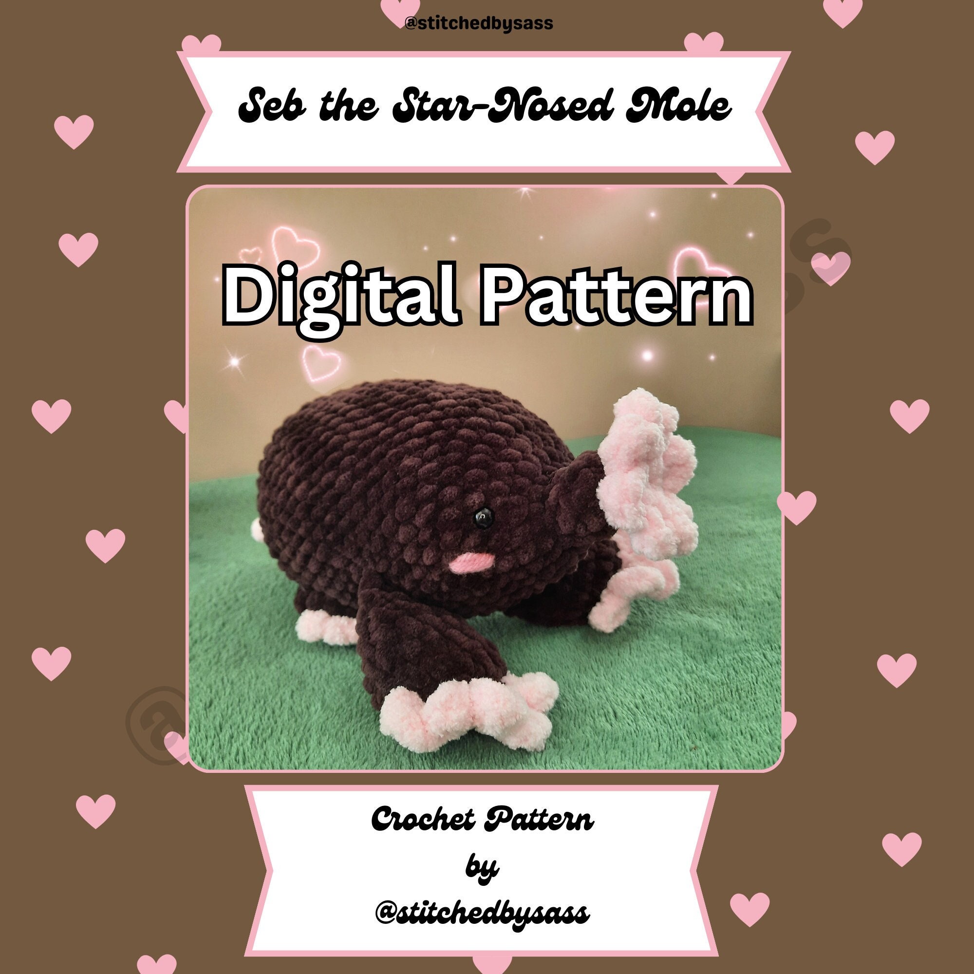 Seb the Star-nosed Mole Crochet Pattern - Etsy