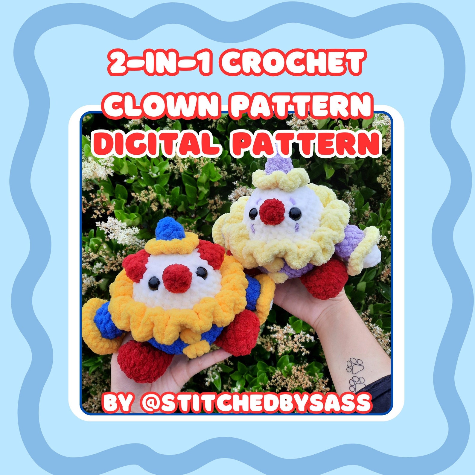 2-in-1 Crochet Clown Pattern - Etsy