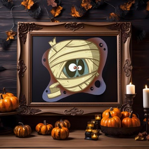 Mummy Head Halloween Printable Wall Art - Etsy
