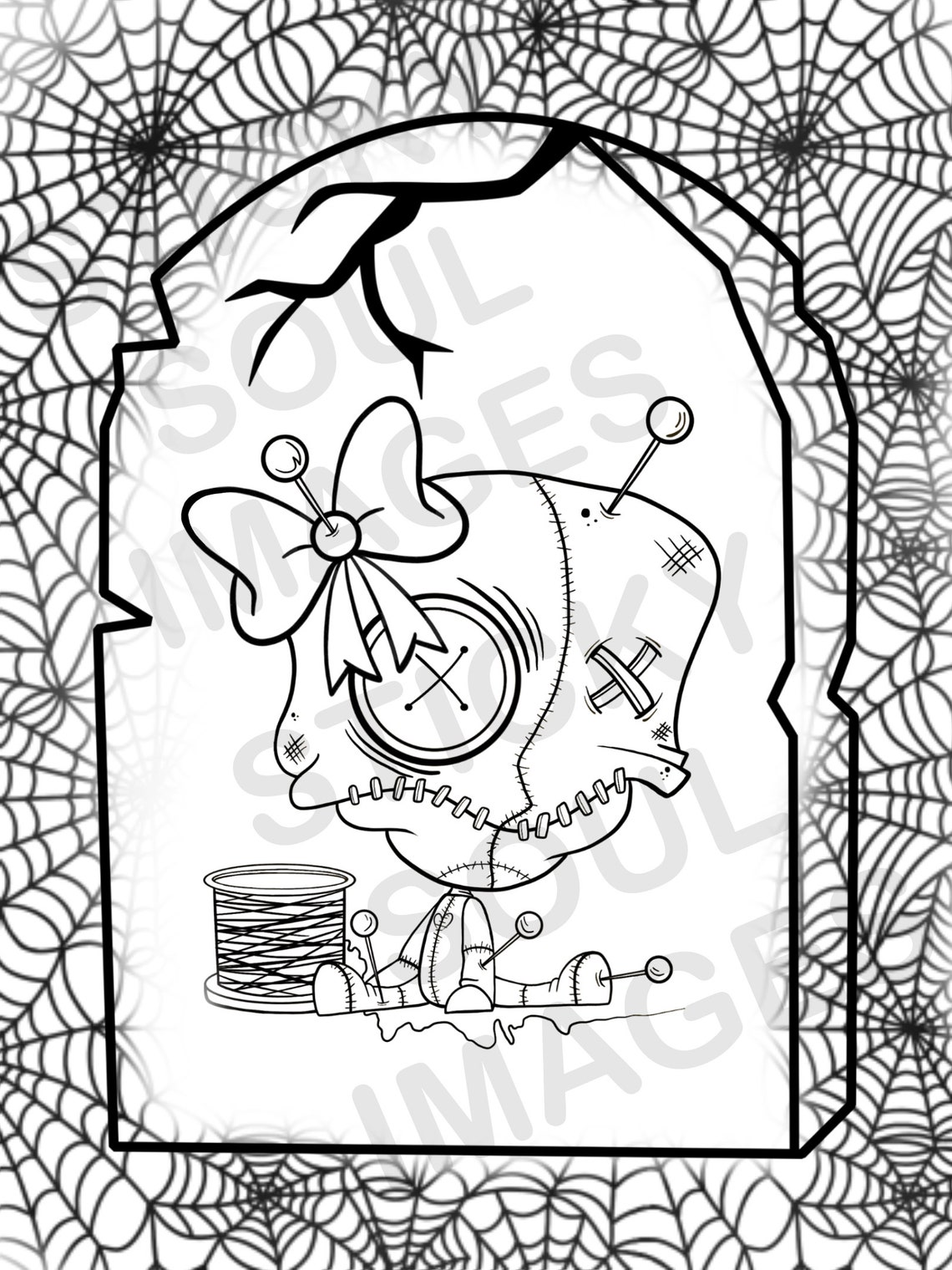 5 Printable Halloween Coloring Pages With Background - Etsy