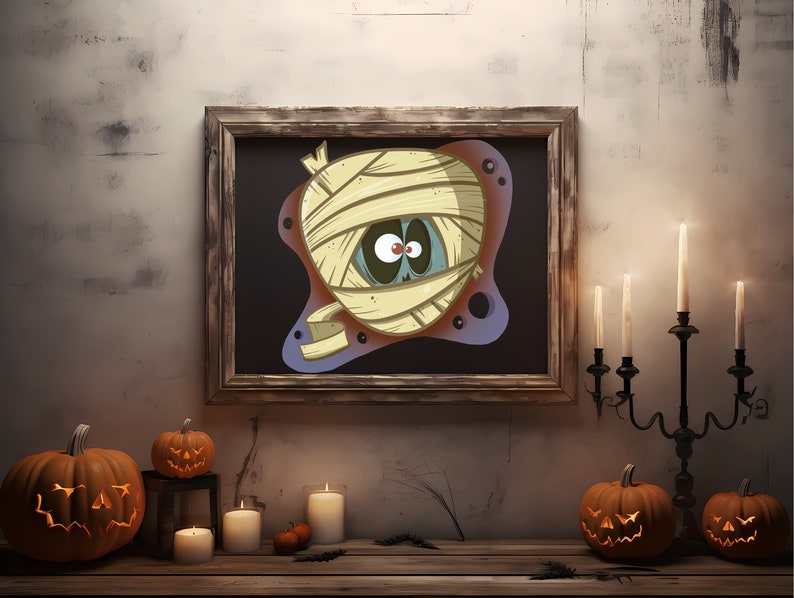 Mummy Head Halloween Printable Wall Art - Etsy