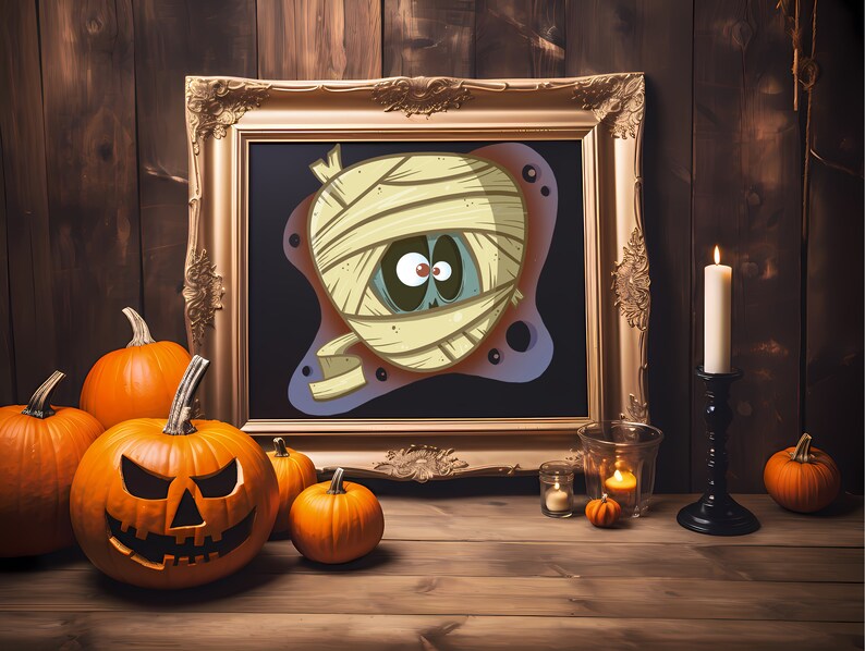 Mummy Head Halloween Printable Wall Art - Etsy