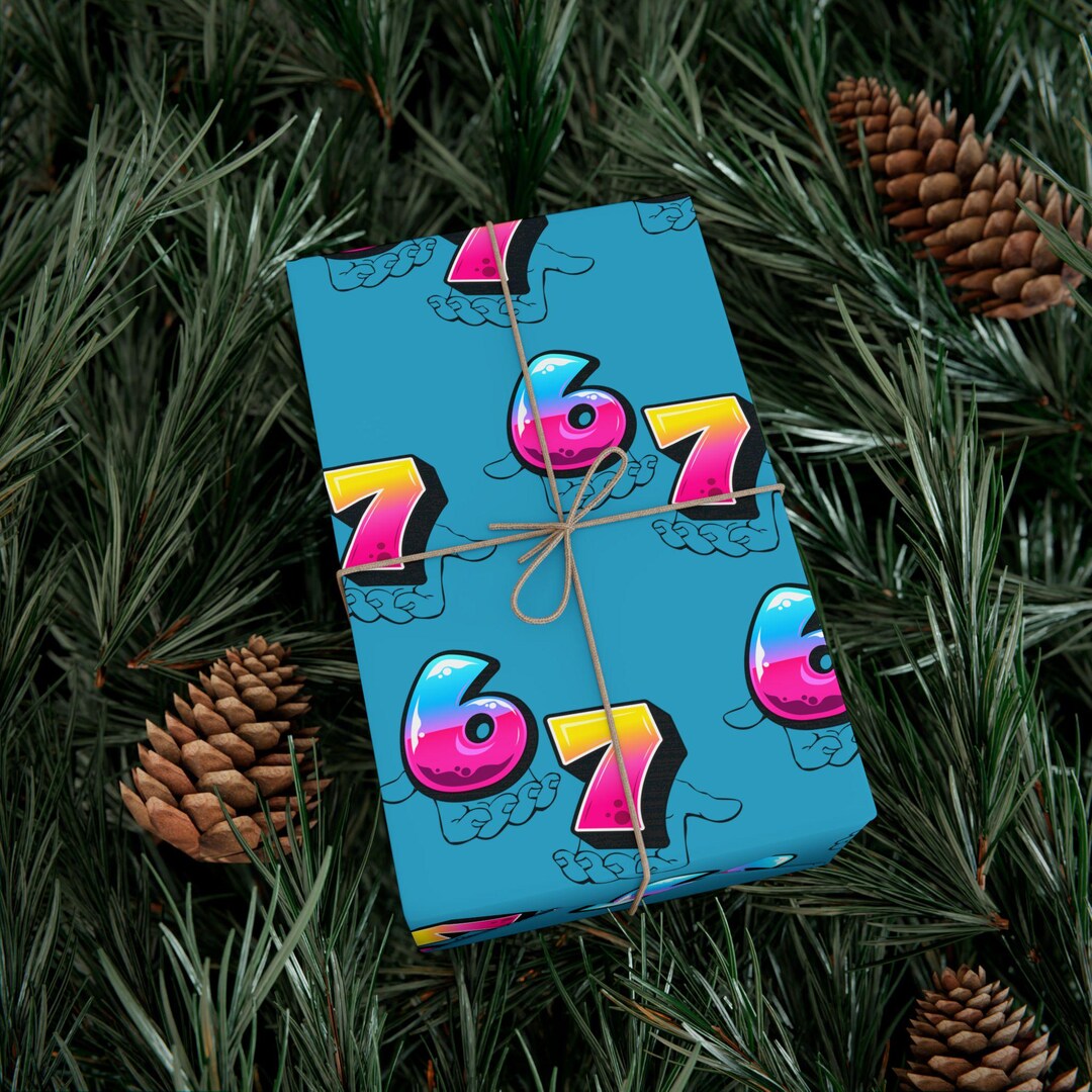 Six Seven Wrapping Paper - Funny Kids Vibrant Eye Catching, Gift Wrap ...