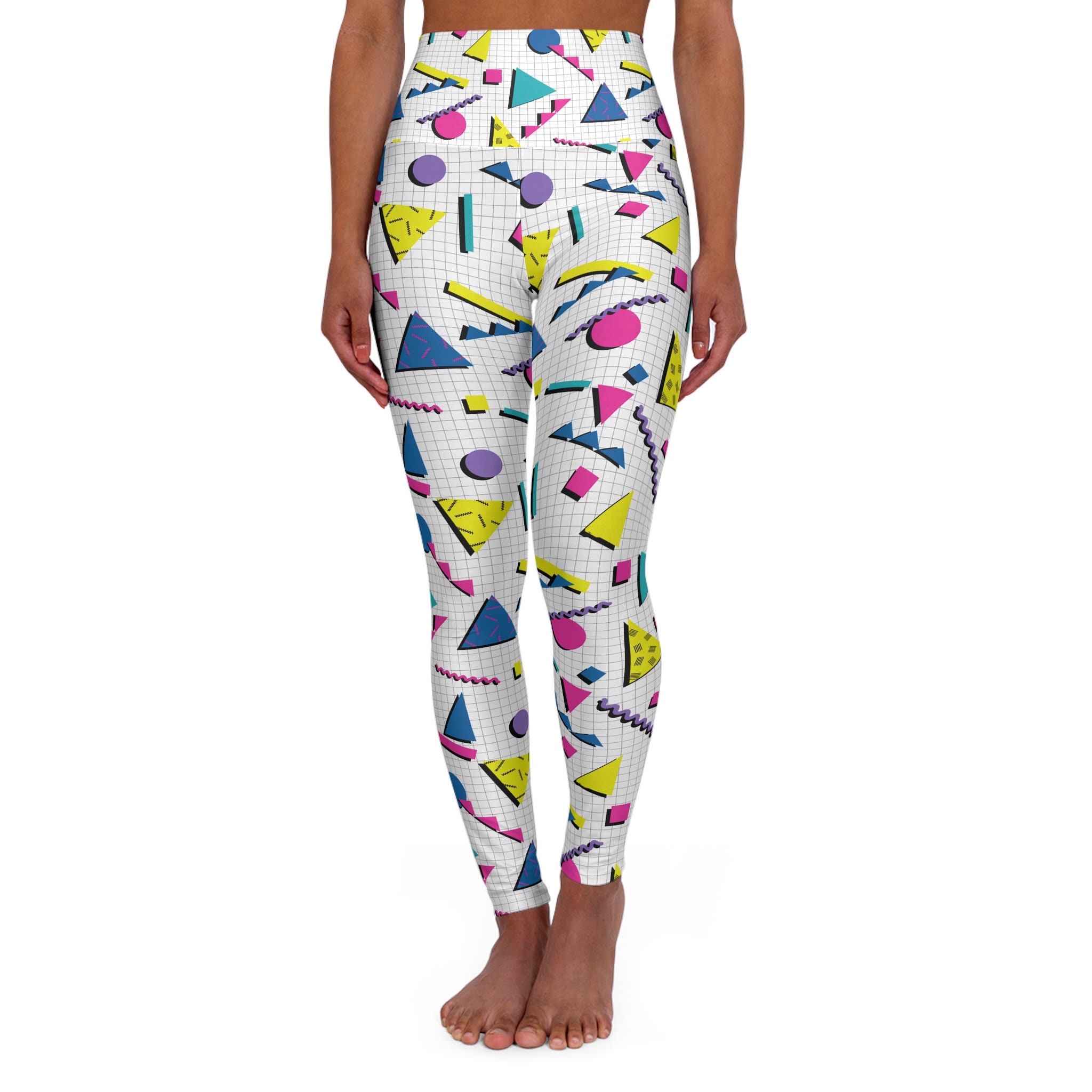 80s and 90s Retro Fashion Design High Waisted Yoga Leggings - Etsy