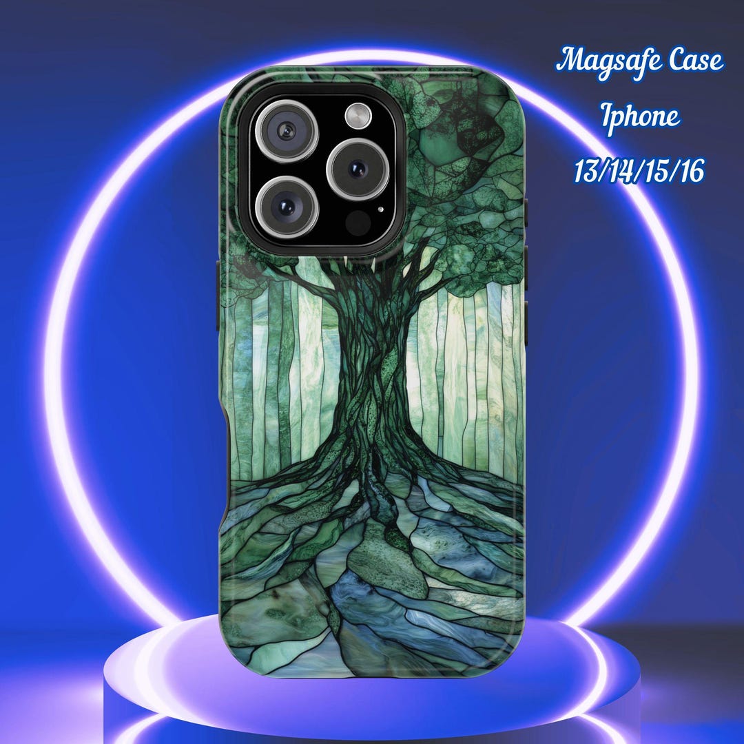 Stained Glass Tree of Life Phone Case, Magsafe iPhone 16 15 14 13 Mini ...