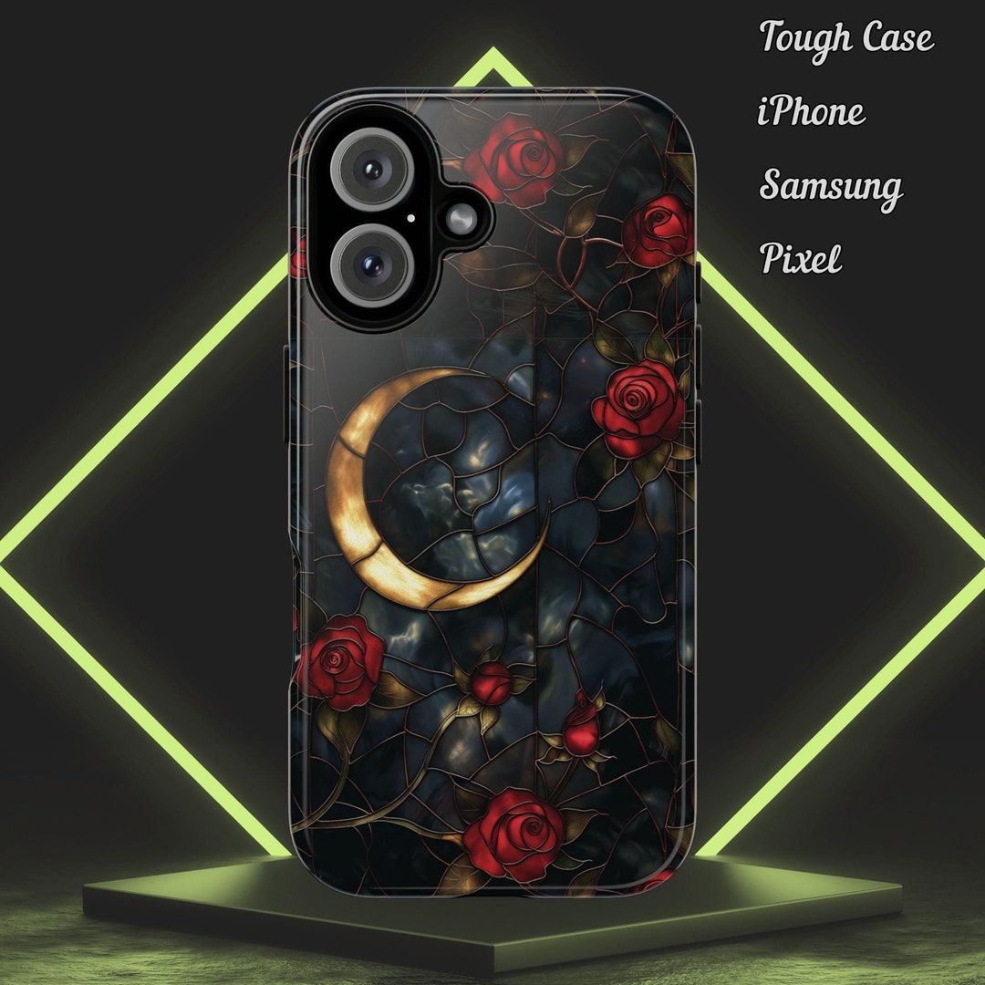 Stained Glass Crescent Moon Phone Case, iPhone Case, Samsung Galaxy ...
