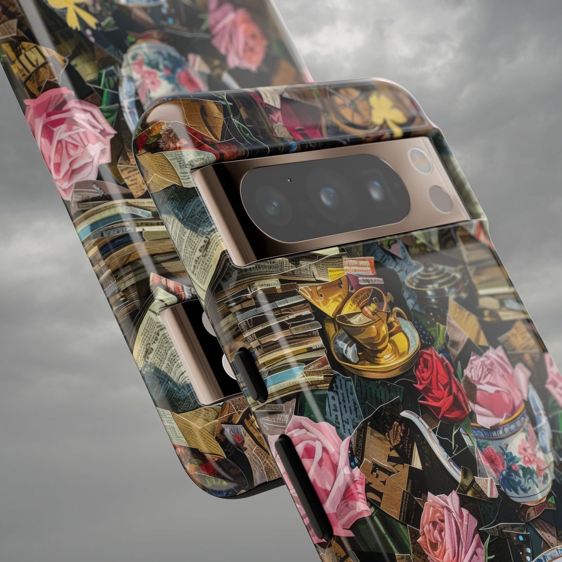 Teacup Collage Tough Phone Case for Pixel 5, 6, 7, 8 Pro, Paper Collage ...