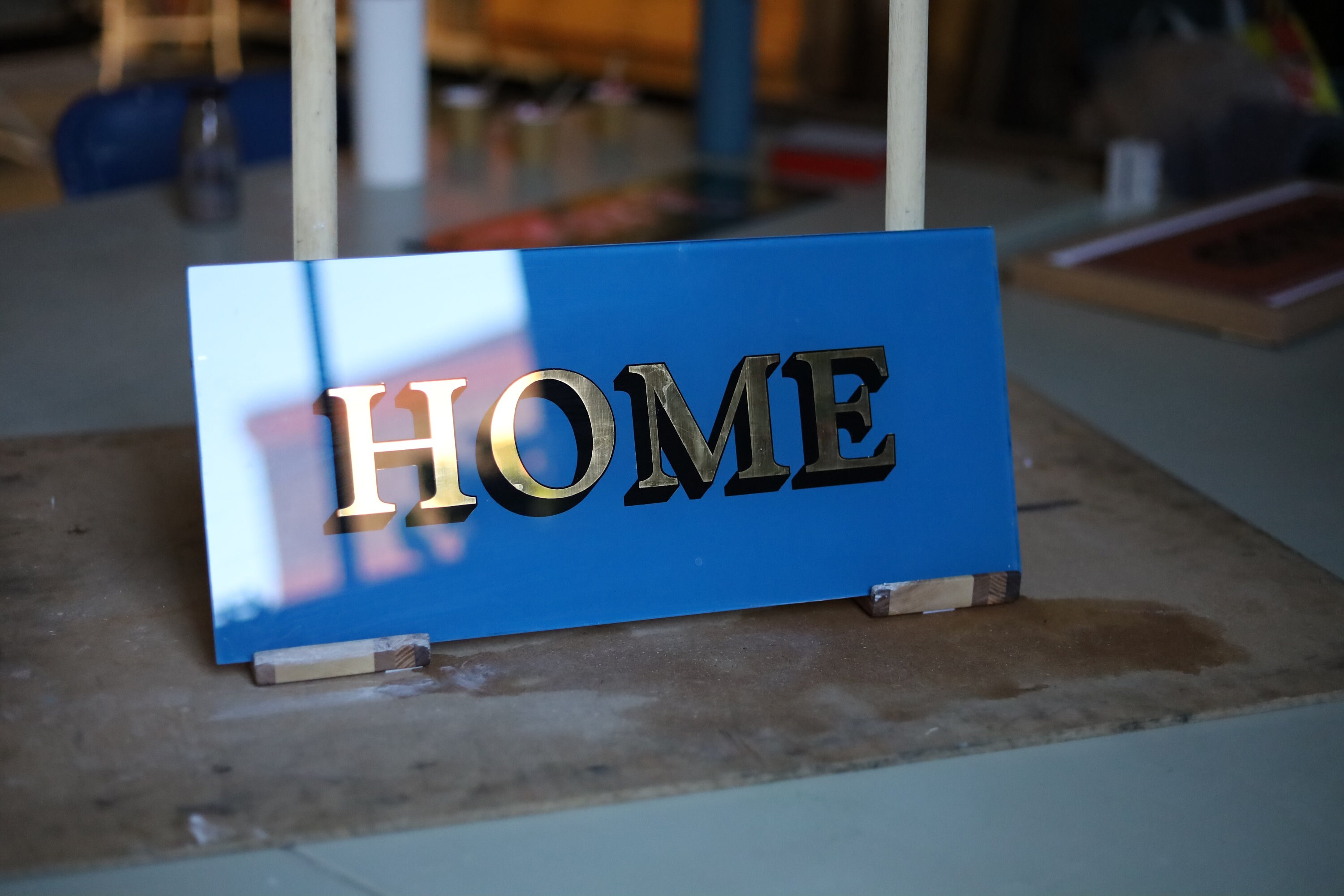 Home Gold Leaf Glass Sign - Etsy