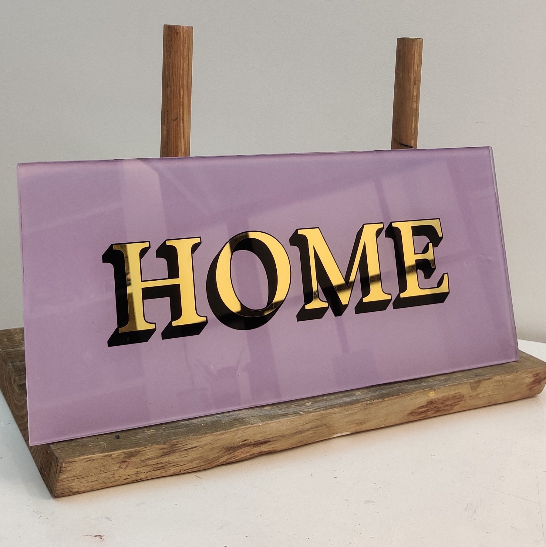 Home Gold Leaf Glass Sign - Etsy