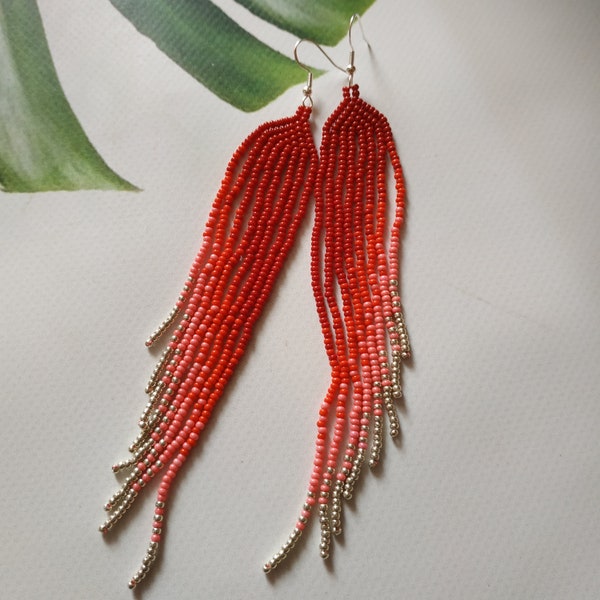 Red Ombre Earrings - Etsy
