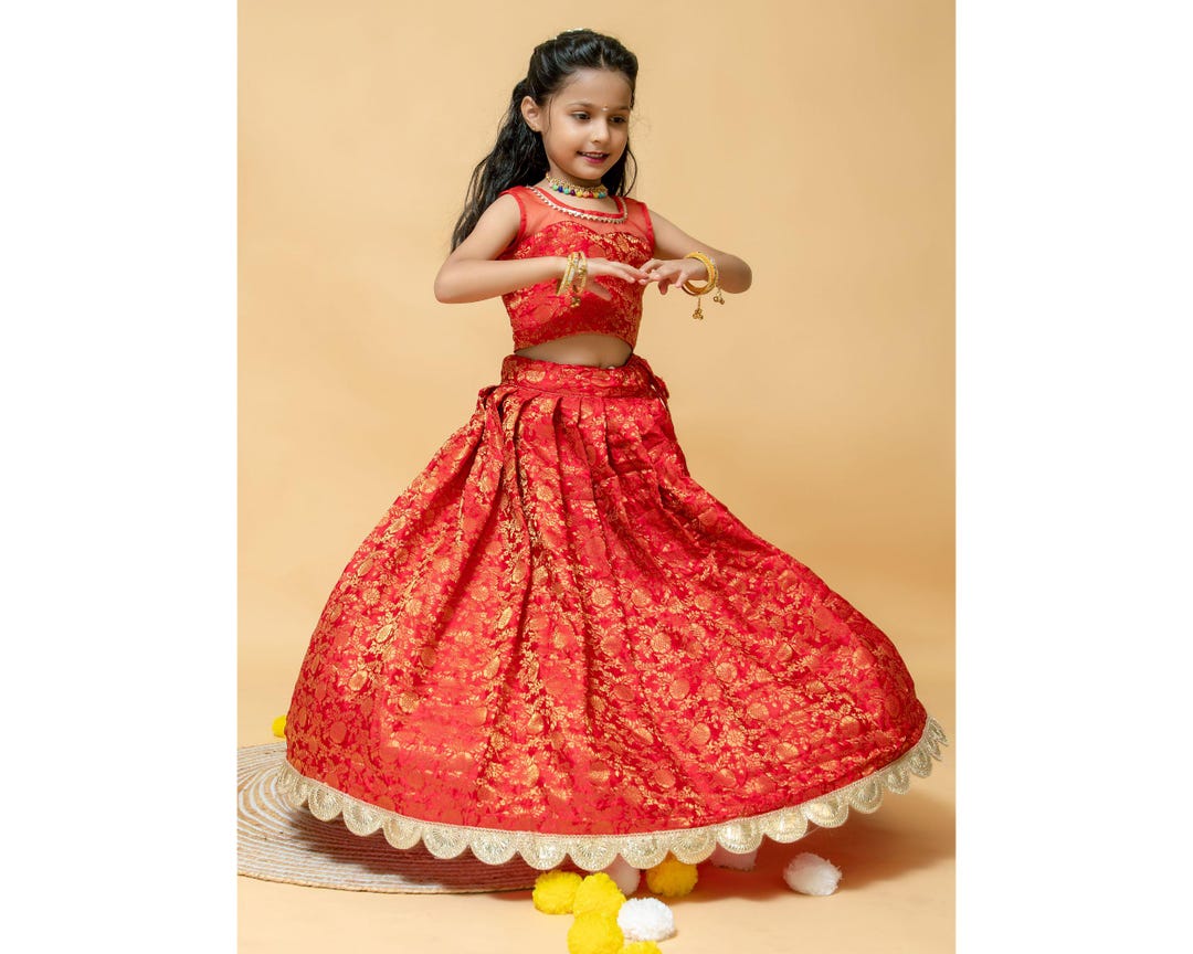 Wedding Kids Lehenga Choli Festival Dress for Girls Stitched Lengha for ...