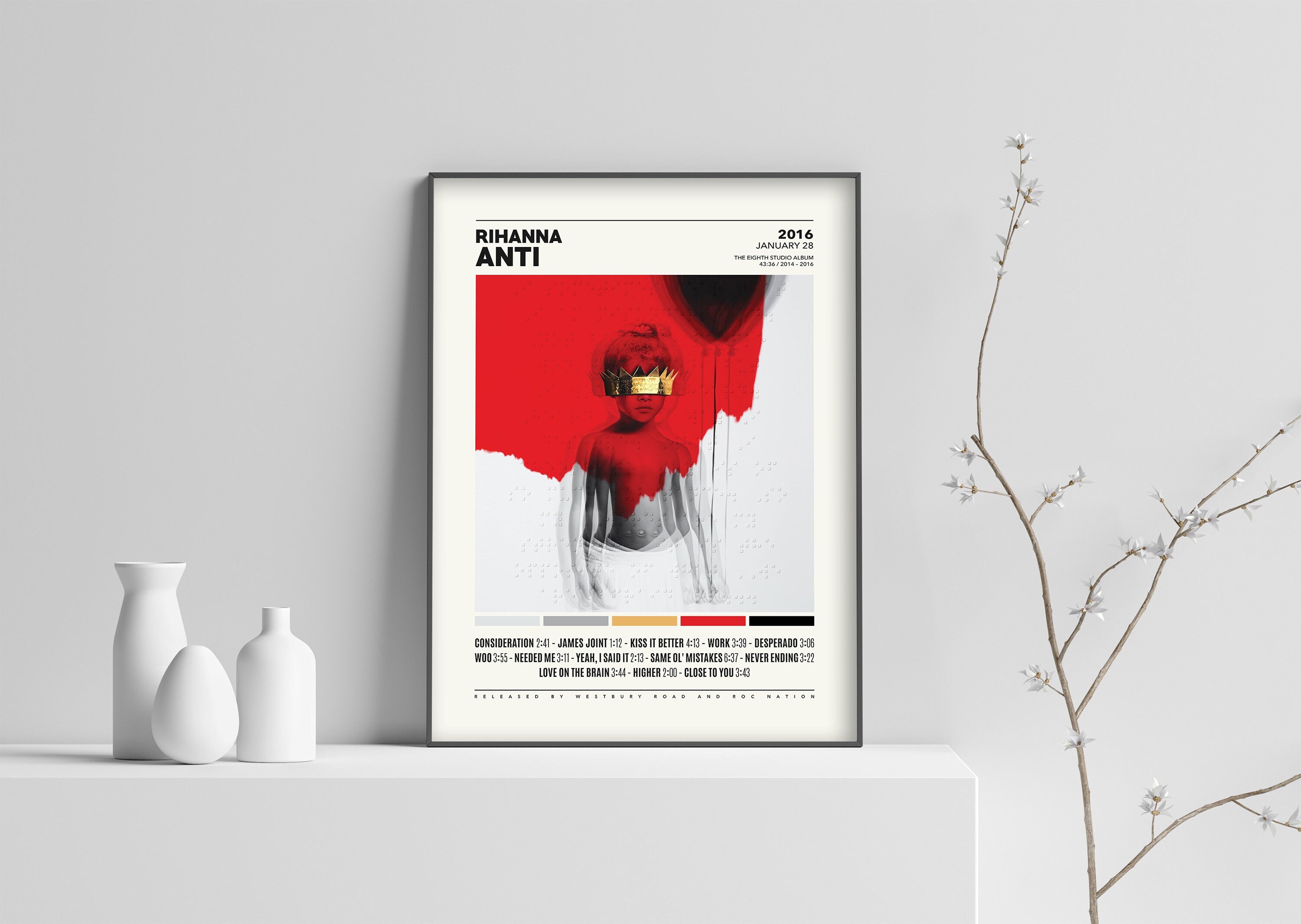 Rihanna Posters / Anti Poster / Anti by Rihanna Tracklist / - Etsy