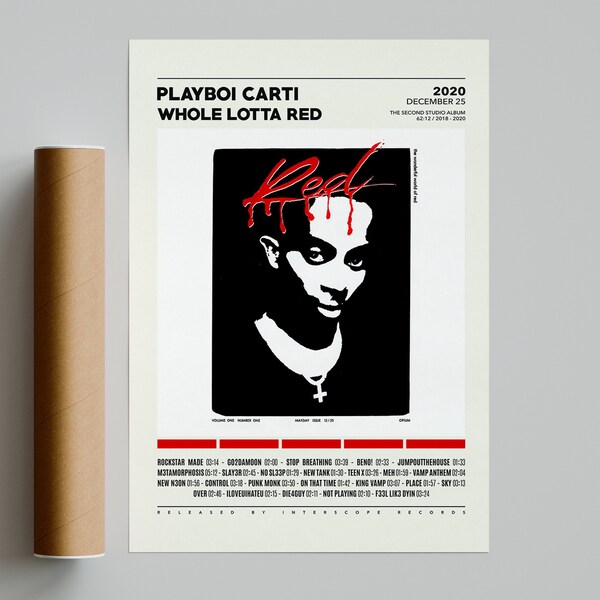 Playboi Carti Poster Whole Lotta Red - Etsy
