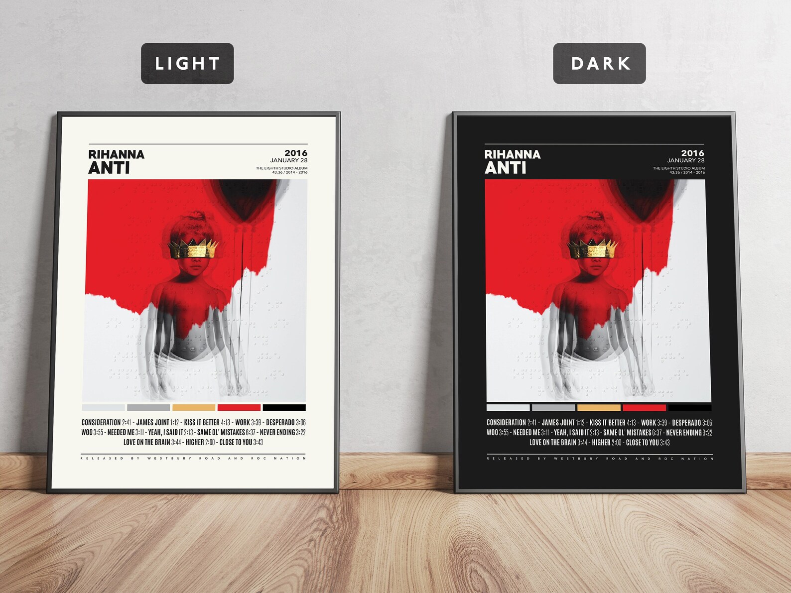 Rihanna Posters / Anti Poster / Anti by Rihanna Tracklist / - Etsy